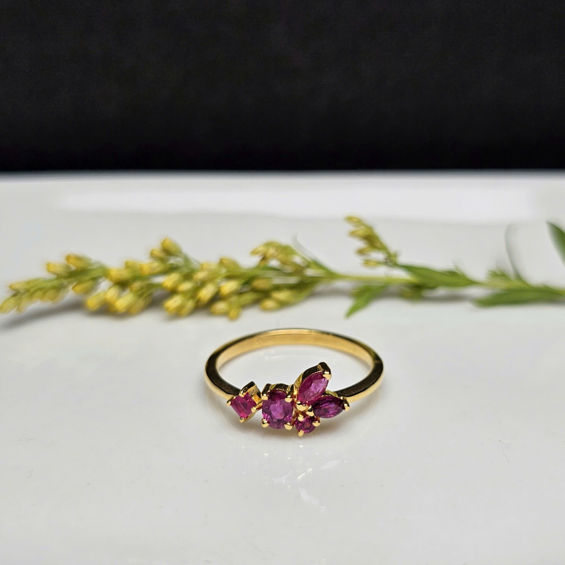 Nhẫn vàng 10k Ruby mix Sapphire - Trang sức Lajew