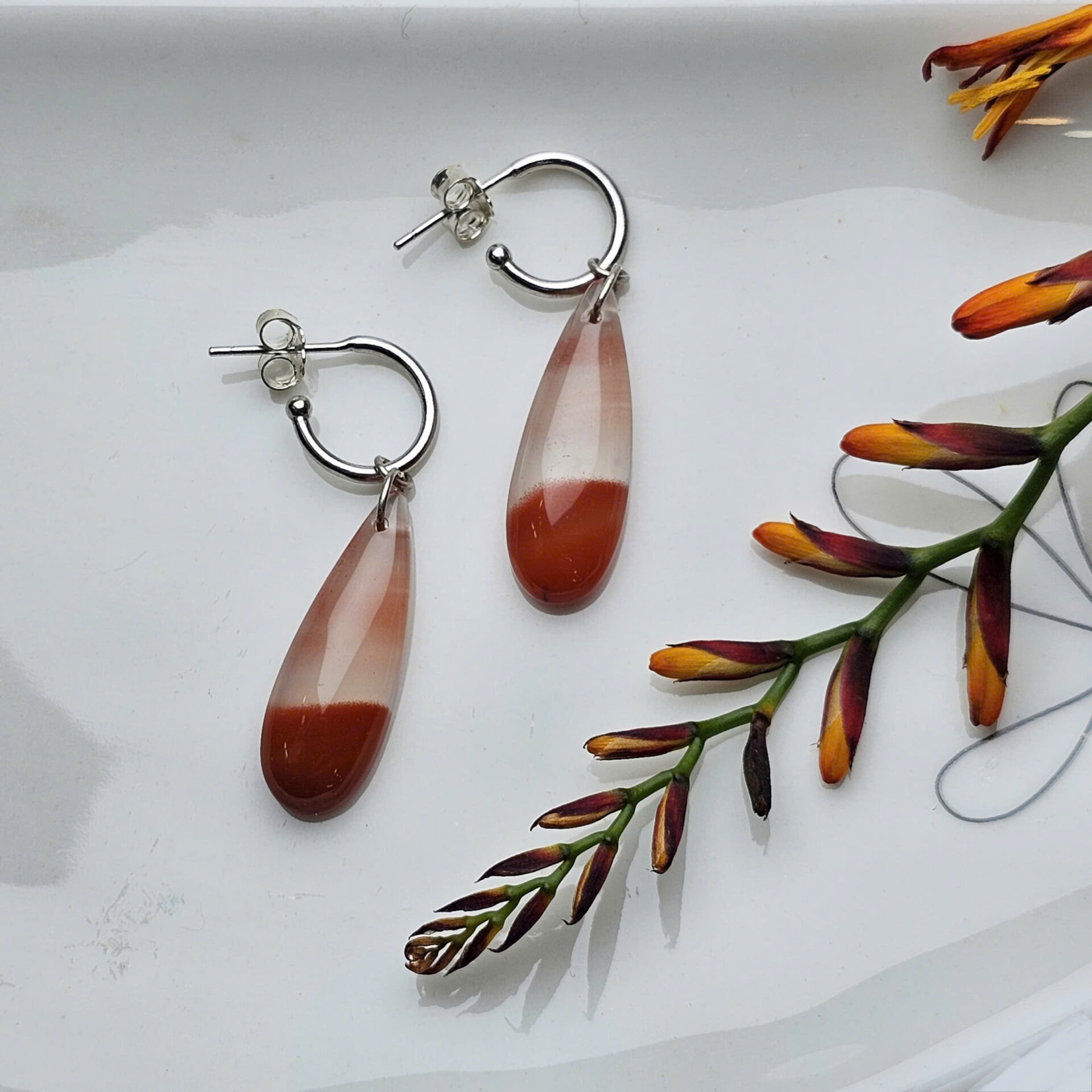 Khuyên tai bạc Nam hồng hoa băng - Trang sức Lajew